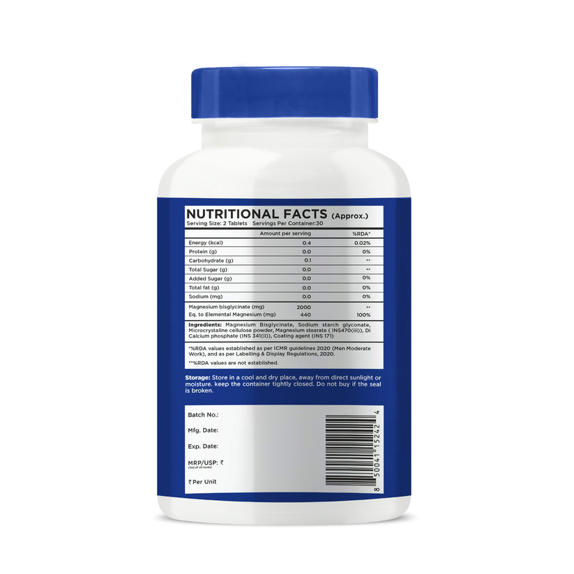 Buy Bolt Magnesium Glycinate Tablets 2000mg | For Men & Women